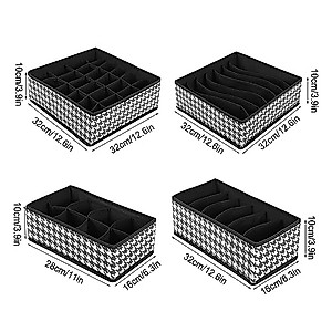 Underwear Drawer Organizers, Set of 4 Closet Organizer Divider, Foldable Fabric Dresser Storage Box for Bra, Handkerchiefs, Ties, Undergarment, Belt, Panties, Socks