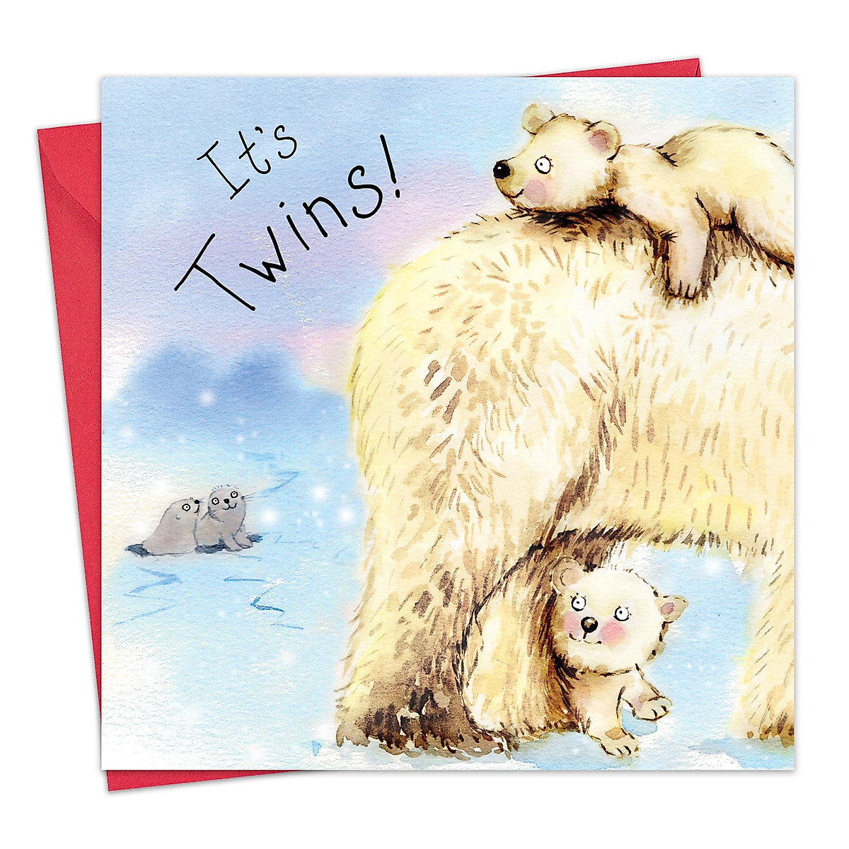 Twizler New Twins Card Twin Polar Bears - New Baby Twins Card - Card New Twins - Congratulations Baby Twins Card – New Baby Card Twins – New Twins Gift - Newborn Twins Card -Twins Baby Gifts