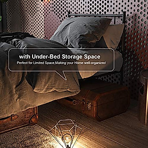 Weehom Twin Size Bed Frame with Headboard Black Platform Bed Standard Steel Bed for Kids Girls Boys No Box Spring Needed