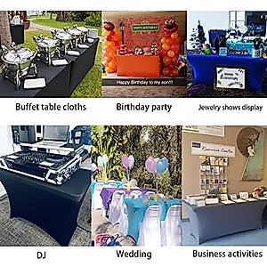 HAORUI 6pcs Stretch Tablecloth 6ft Spandex Table Cover for Craft Exhibitions Wedding Party Show (6ft Black)