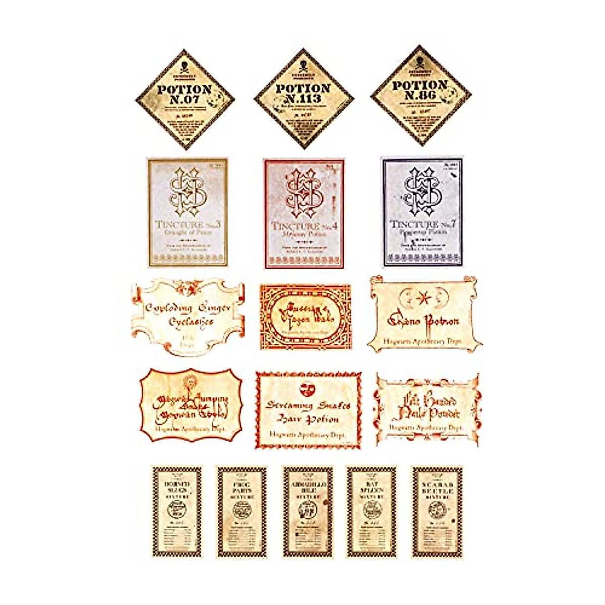 Conquest Journals Harry Potter Potions Labels Vinyl Stickers, Set of 50, Official Labels from The Wizarding World, Waterproof and UV Resistant, Great for All Your Gadgets, Potterfy All The Things