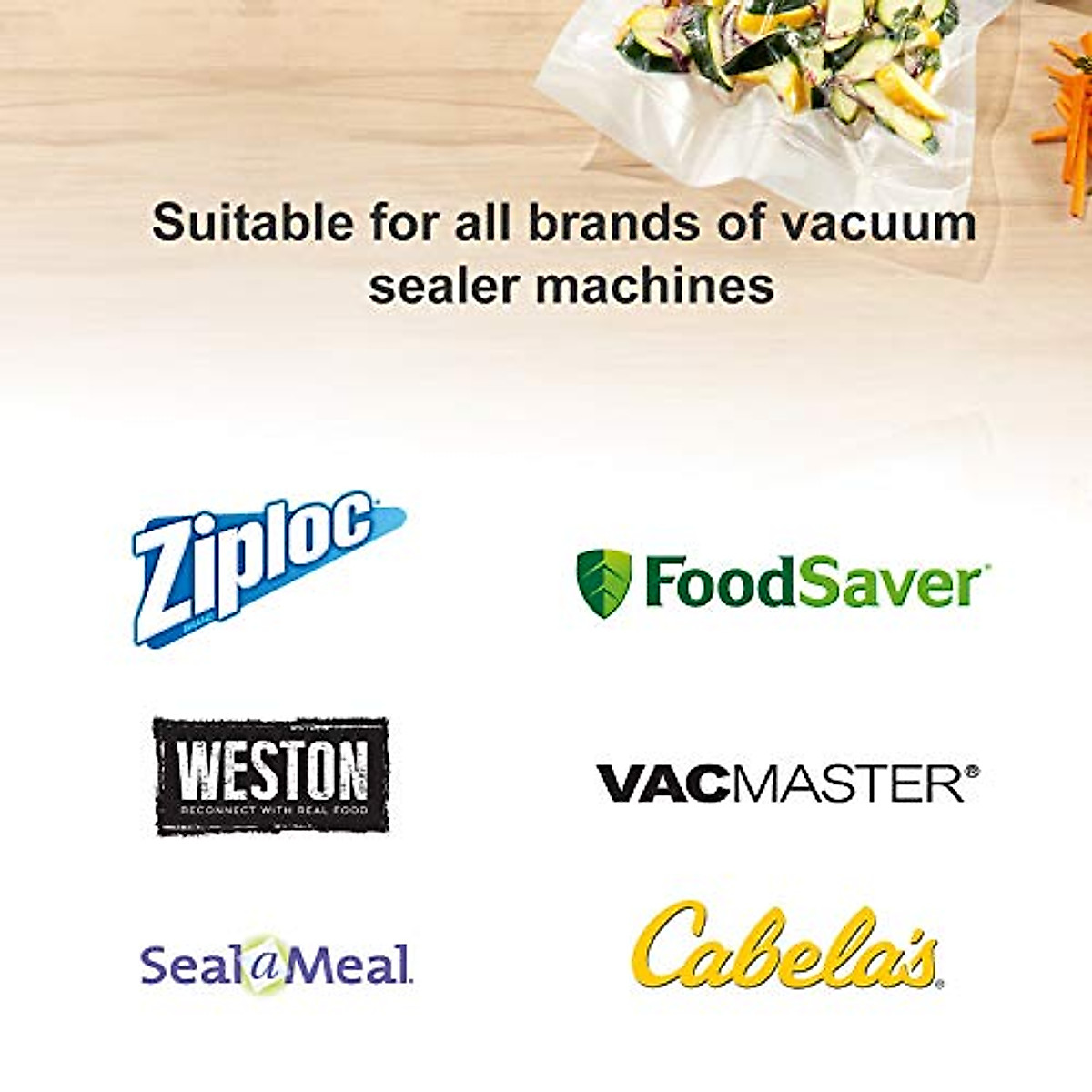 Bonsenkitchen Food Bags Rolls, 2 Pack 8" x 50' Sous Vide Cooking Bags (Total 100 feet), BPA Free 8 Inch Customized Size Food Vacuum Sealer Bags