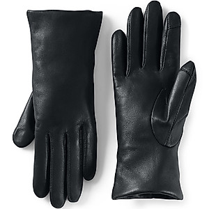 Lands' End Womens Cashmere Lined Leather Tech Gloves Black