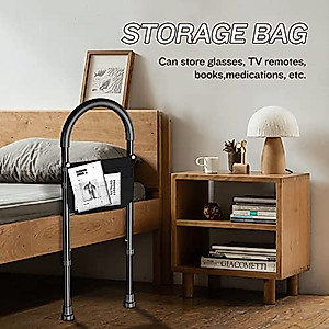 Hearvo Bed Rail - Bed Rails for Elderly Adults -with Storage Pocket & Anti Slip armrest - Bed Railings for Seniors & Surgery Patients - The Bed Cane Fits Any Bed