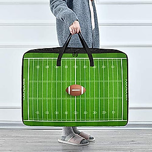 N/ A Underbed Large Capacity Storage Bag - Football Field Green Quilt Clothes Organizer Decoration Luggage Zipper Moving Tote