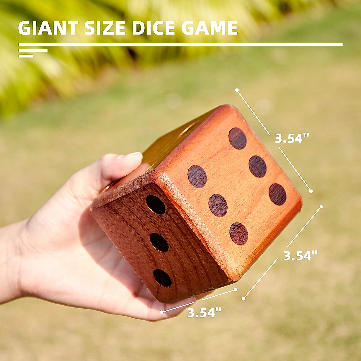 SpeedArmis Giant Wooden Yard Dice Set - Large Lawn yatzee Game with Scoreboard - Outdoor Beach Backyard Games for Teens Adults Family (Including Carry Bag)