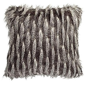 Safavieh Collection Faux Pheasant 20" Throw Pillow, 22"x22", Black/Grey