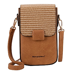 Montana West Small Crossbody Cell Phone Purse for Women RFID Blocking Cellphone Wallet Purses Travel Size MWC-207TAN