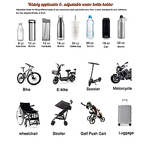 Cup Holder, 2PCs Bike Water Bottle Holder, Elooba Upgraded 360° Adjustable Stroller Cup Holder for Bike, Baby, Luggage, Walker, Multiple Use