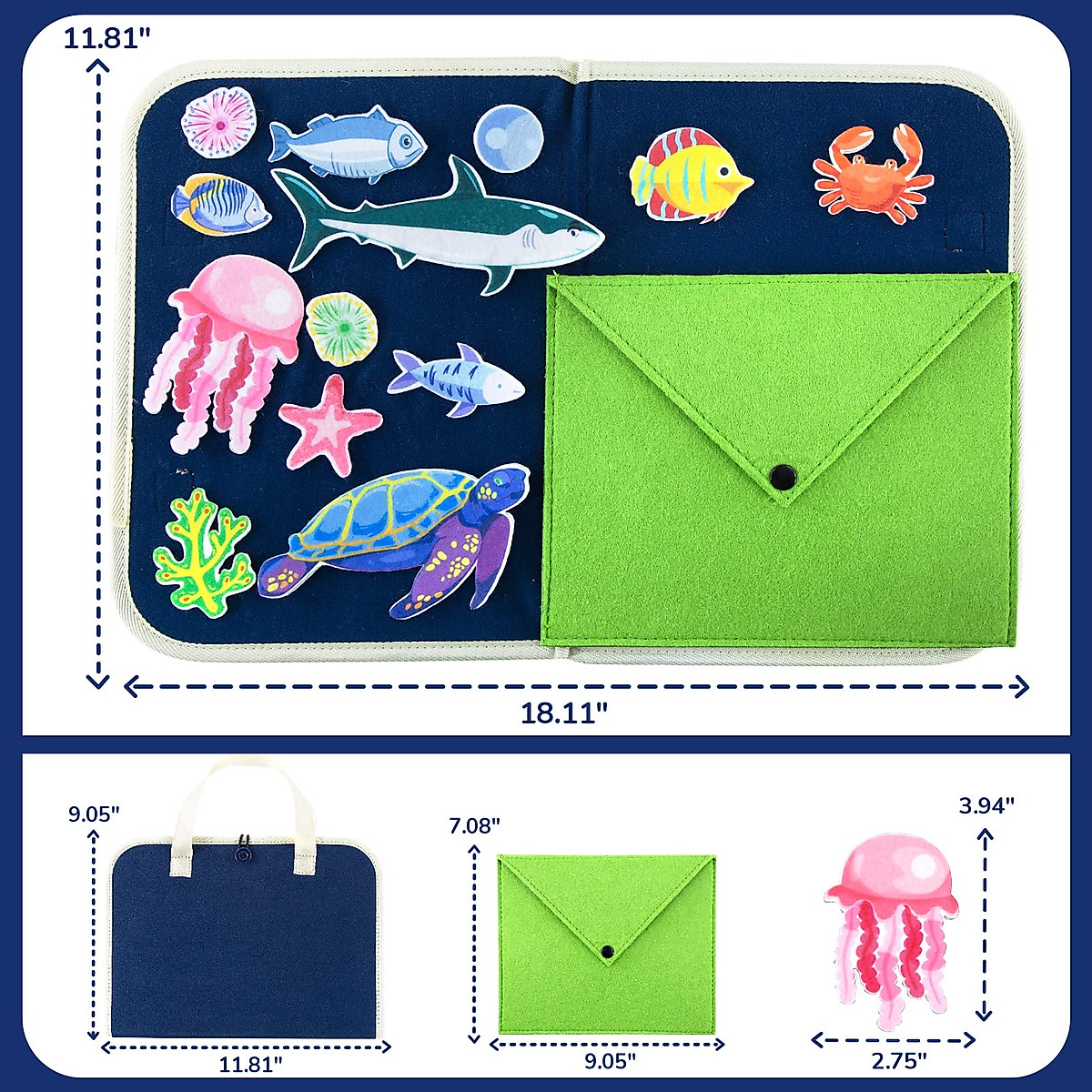 Craftstory Ocean Animals Travel Felt Board for Toddlers Preschool Learning Activities 32 Pieces Sea Sensory Board Toys for Classroom Arts and Crafts