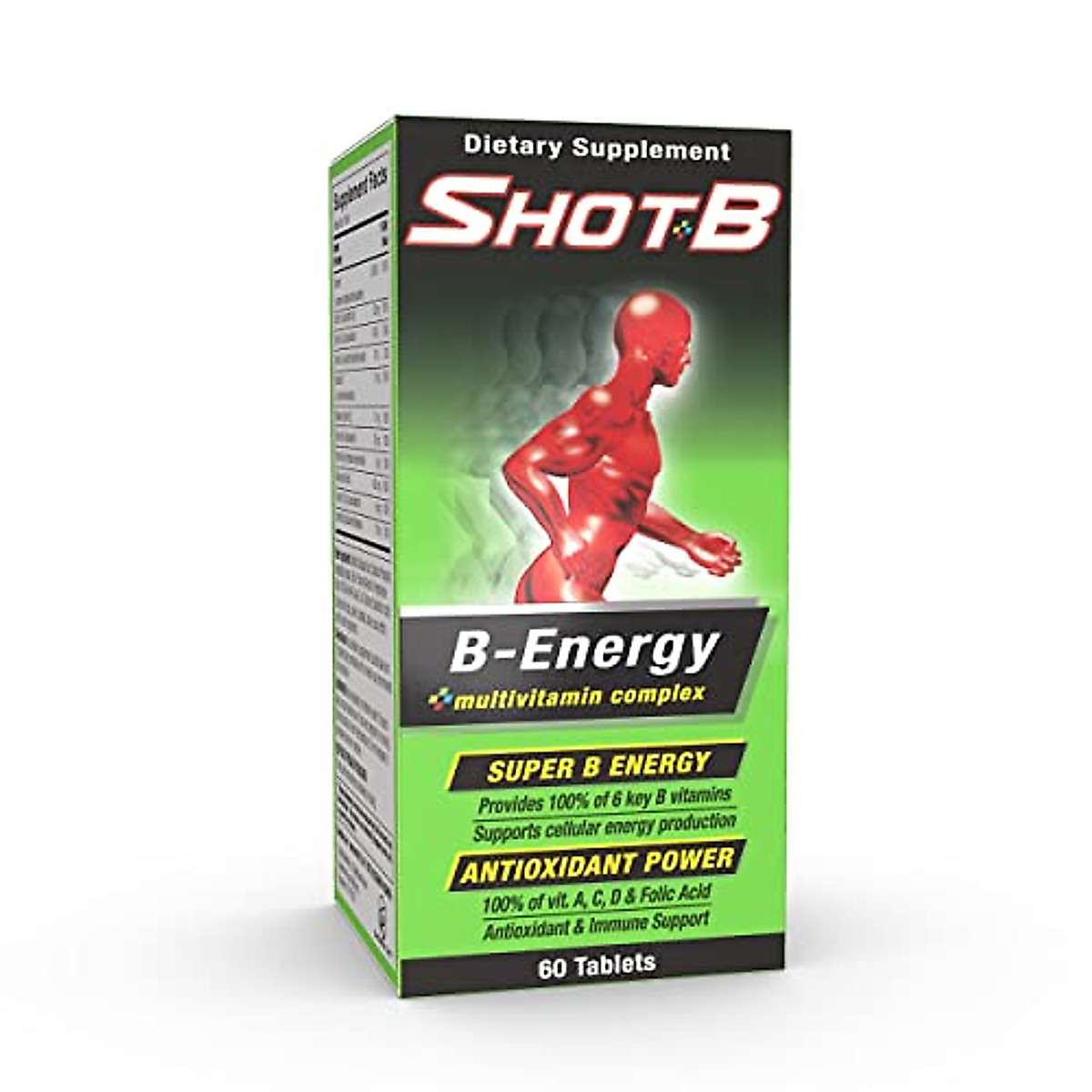 Shot B Energy Multivitamin Supplement, Tablet, 60 Count, Green