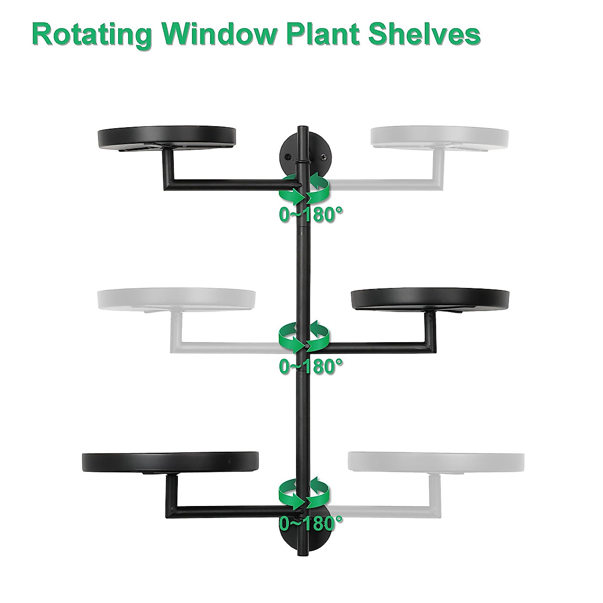 YFFSRJDJ Rotating Window Plant Shelves Indoor, 3-tier Metal Plant Stand, Wall Plant holder, Window Plant Shelf for Multiple Plants indoors, Window Sill Gifts for Plant Lovers to Enhance Home Decor