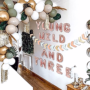 JeVenis Young Wild and Three Balloon Young Wild and Three Banner Young Wild and Three Decorations for Girl Third Birthday Decorations 3 Year Old Birthday Decor 3rd Birthday Balloon