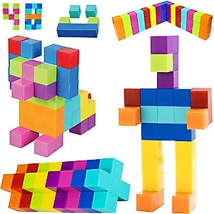 BrainSpark Digit Blocks 48 Pieces Black White and Grey Magnetic Cubes Building Set, Magnetic Blocks for Kids