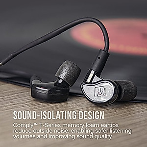 MEE audio M6 PRO In Ear Monitor Headphones for Musicians, 2nd Gen Model With Upgraded Sound, Memory Wire Earhooks & Replaceable Cables, Noise Isolating Professional Earbuds, 2 Cords Included (Black)