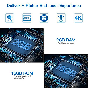 TUREWELL T95 S1 Android TV Box, Android 7.1 tv Box Amlogic S905W Quad Core 2GB RAM 16GB ROM Smart Media Player with Digital Display HD 4K Ethernet WiFi 2.4GHz