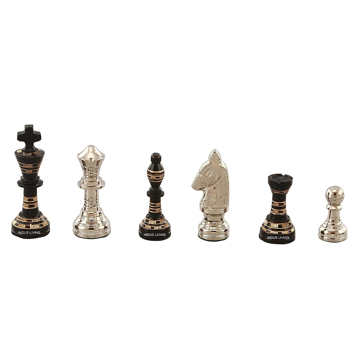 Luxury & Decorative Premium Chess Board Game Set | 10 x 10 Inches | Black & Silver | Collectible & Handmade Chess Set for Professionals & Adult for Tournament/for Gifting by INDUS LIVING