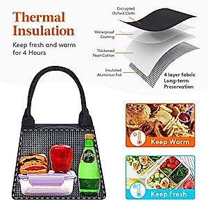 Lifewit Lunch Bag for Women Men Medium, Insulated Lunch Box, Reusable Lunch Tote Bag for Meal Prep, Work, Travel, Black