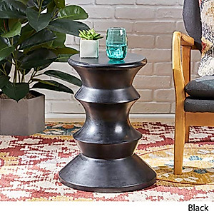 Christopher Knight Home Alfreda Indoor 22" Light-Weight Concrete Side Table, Black