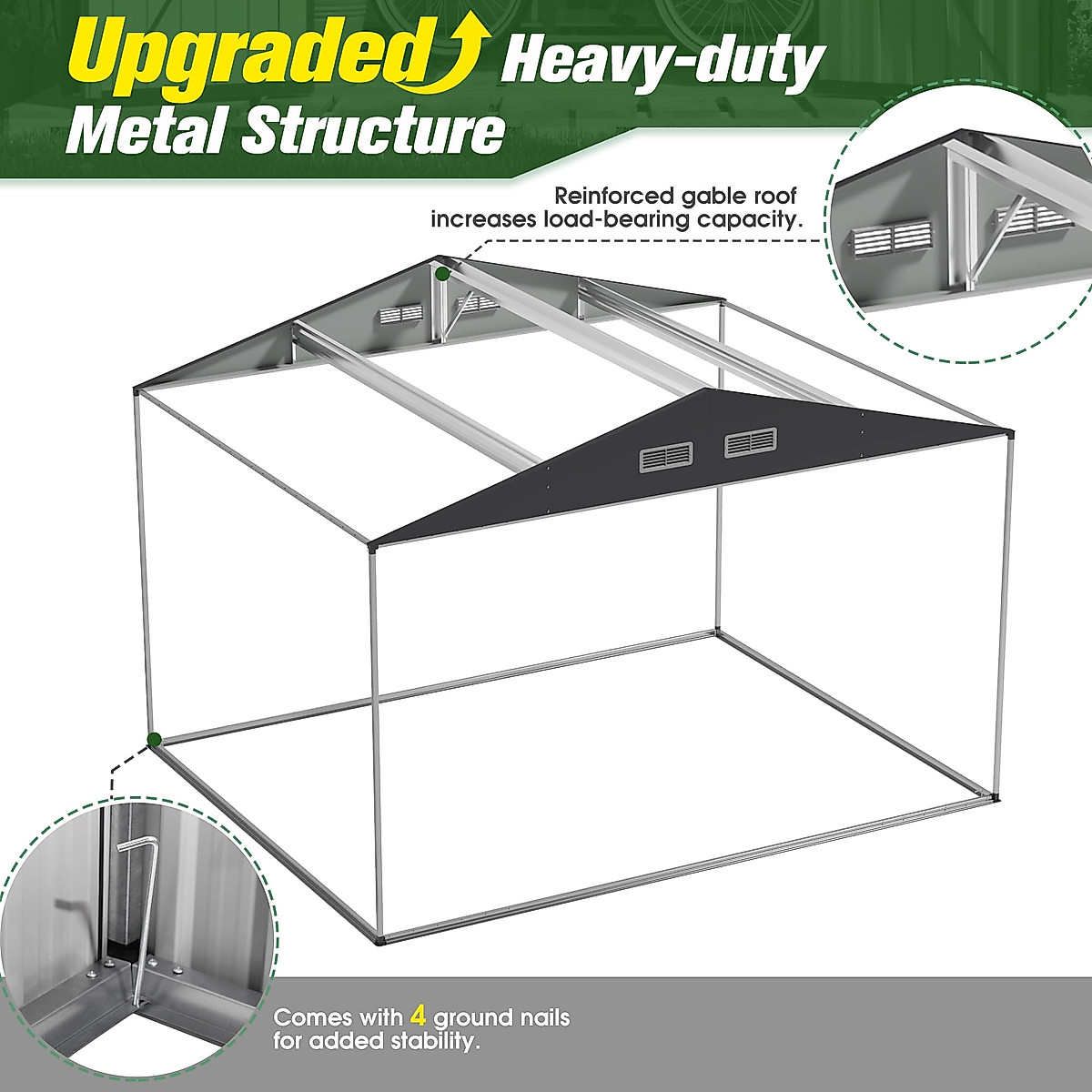 JAXPETY 8x10 FT Large Storage Shed, Metal Outdoor Shed with Air Vent Lockable Door, Sheds & Outdoor Storage Tool Shed for Backyard Garden Patio Lawn, Black