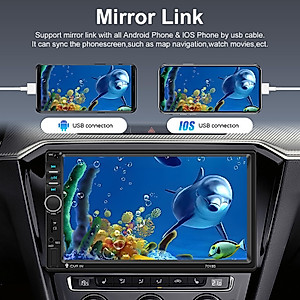 Nhopeew Double Din Car Stereo with Bluetooth and Backup Camera 7 Inch Touch Screen Car Radio Support AUX/USB/TF Card/Mirror Link/Steering Wheel Control