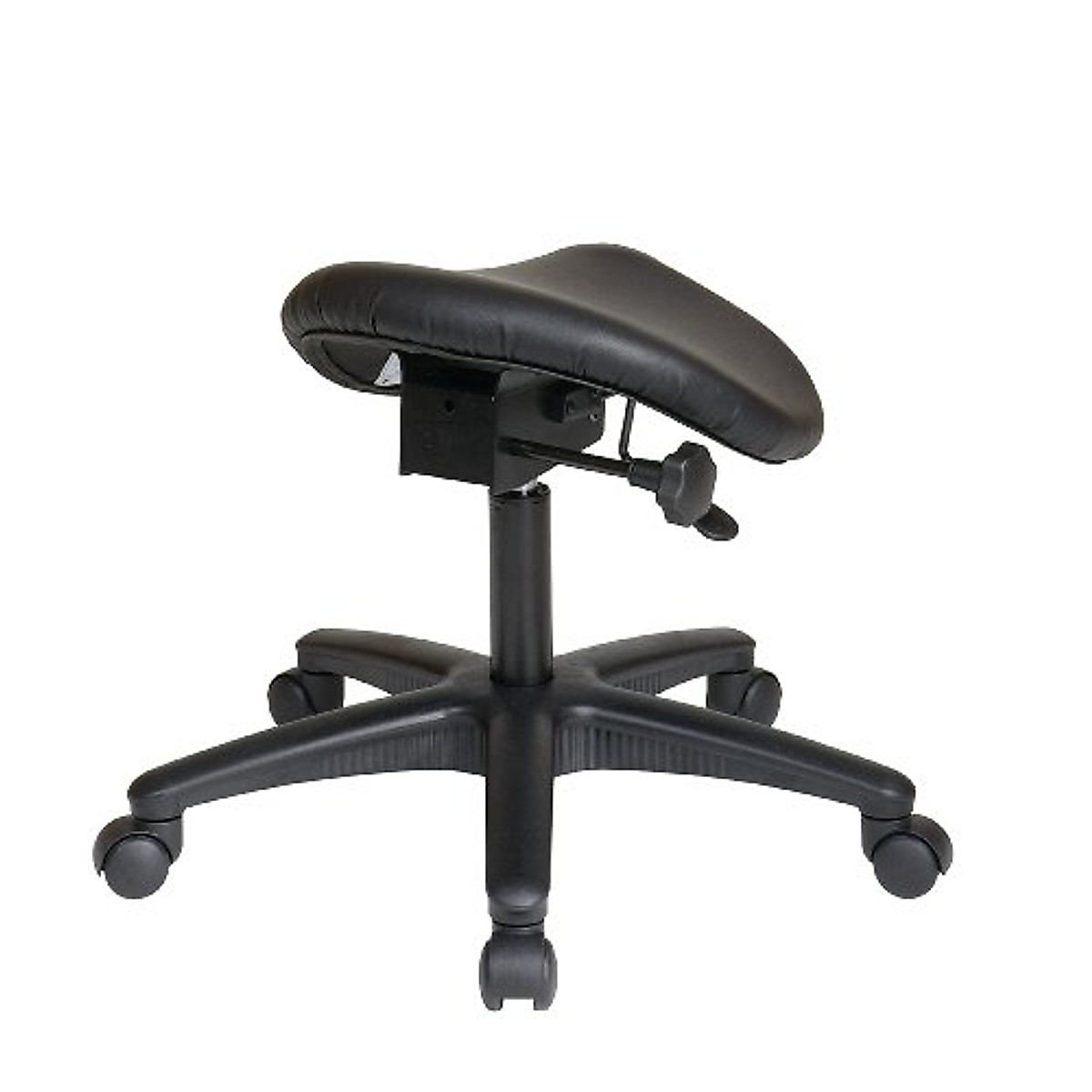 Office Star Drafting Chair with Backless Saddle Seat and Angle Adjustment, Pneumatic Height Adjustment from 19" to 24", Black Vinyl