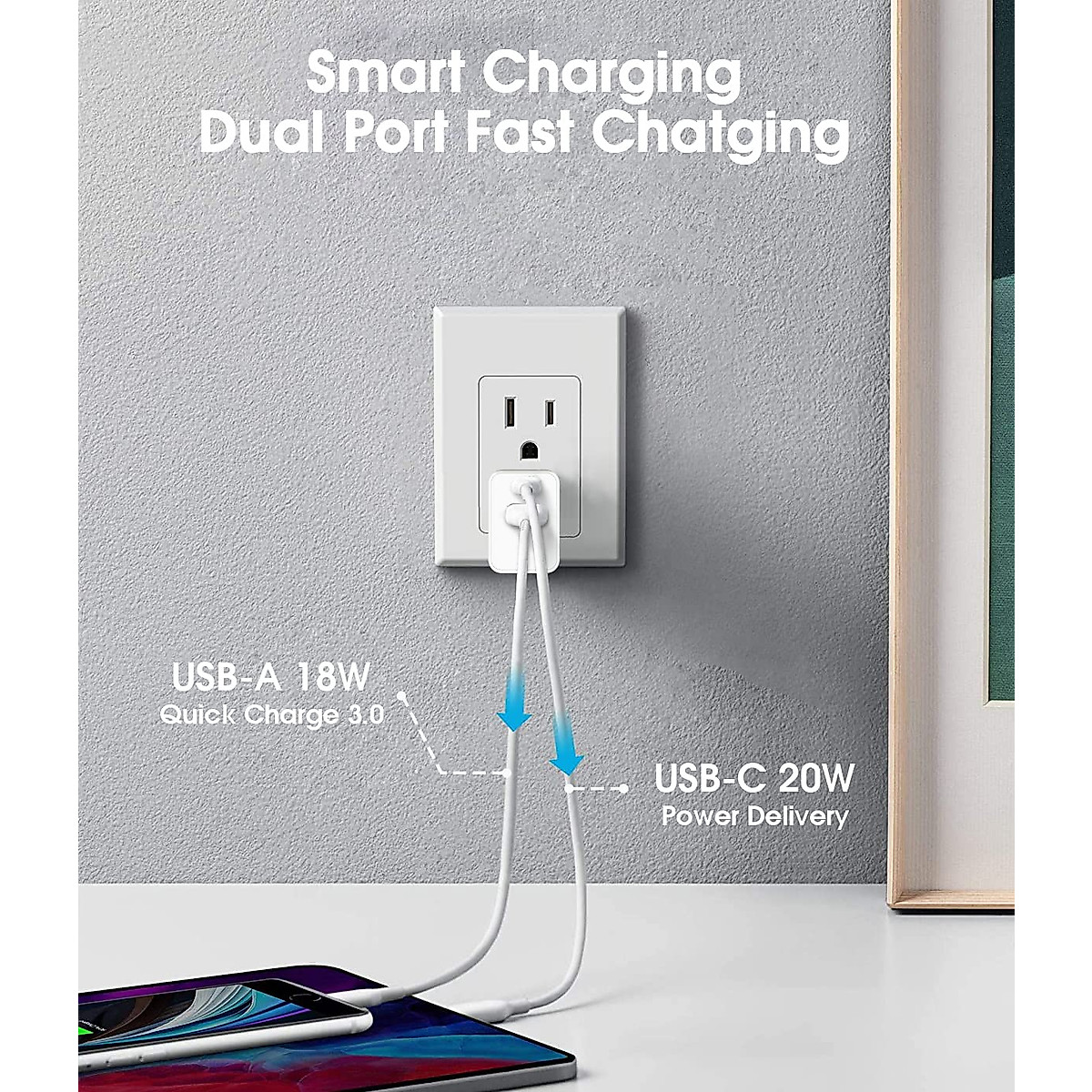 UDATSON 20W USB-C PD Power Delivery Charger, 2 Pack Type C Fast Charging Adapter for Apple Watch Series 9, iPhone 15, 14 Pro Max, AirPods, iPad