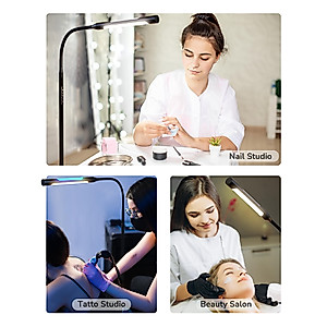 ULG 【Upgrade】 Double Side LED Floor Lamp, Tall 360° Adjustable Gooseneck Standing Reading Lamp for Bedroom, RGB & Dimmable Bright Task Light with 3000K-6500K Color Temps, Eyelash LED Floor Light