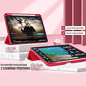 ZryXal New iPad Pro 11 Inch Case 2022(4th Gen)/2021(3rd Gen)/2020(2nd Gen) with Pencil Holder,Smart iPad Case [Support Touch ID and Auto Wake/Sleep] with Auto 2nd Gen Pencil Charging (Red)