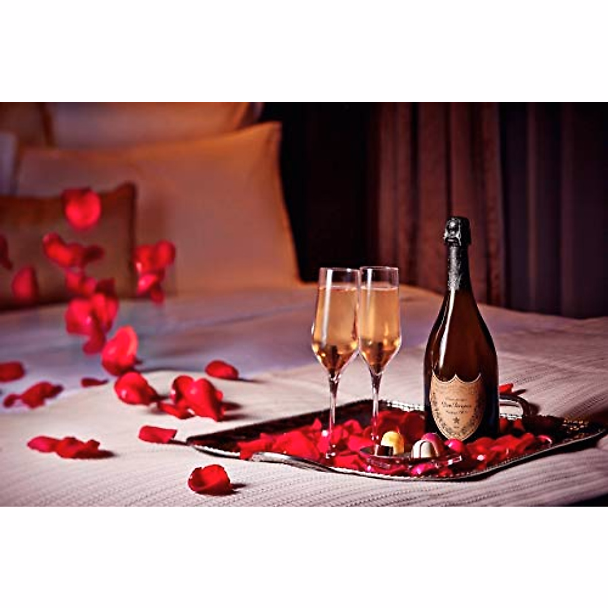 3000 PCS Artificial Silk Red Rose Petals and 20 PCS LED Candles Battery Flameless Flickering Candle Decoration for Romantic Night, Wedding, Event, Party, Decoration