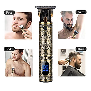 ROCKUBOT Professional Cordless Hair Clippers for Men,Hair Trimmer for Men Professional,Beard Trimmer for Men Zero Gapped Trimmers T Blade Trimmer Hair Cutting Kit Rechargeable LED Display