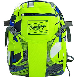 Rawlings | REMIX Backpack Equipment Bag | T-Ball & Youth Baseball / Softball | Green