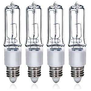 GMY JDE11 120V 100W T4 Mini Candelabra Base 1600lm 2800K Clear Dimmable JD E11 Halogen Light Bulbs 4Pack