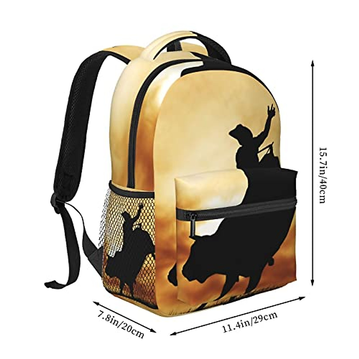 EVANEM Cool Bull Riding Printed Laptop Backpack With Side Mesh Pockets Casual Backpack For Man Woman Travel Daypack