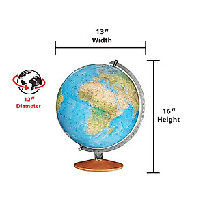 Replogle Odessa - Blue Ocean 2-way Map, Illuminated World Globe, Raised Relief, Up-to-Date Cartography, Made in USA(12"/30cm diameter)