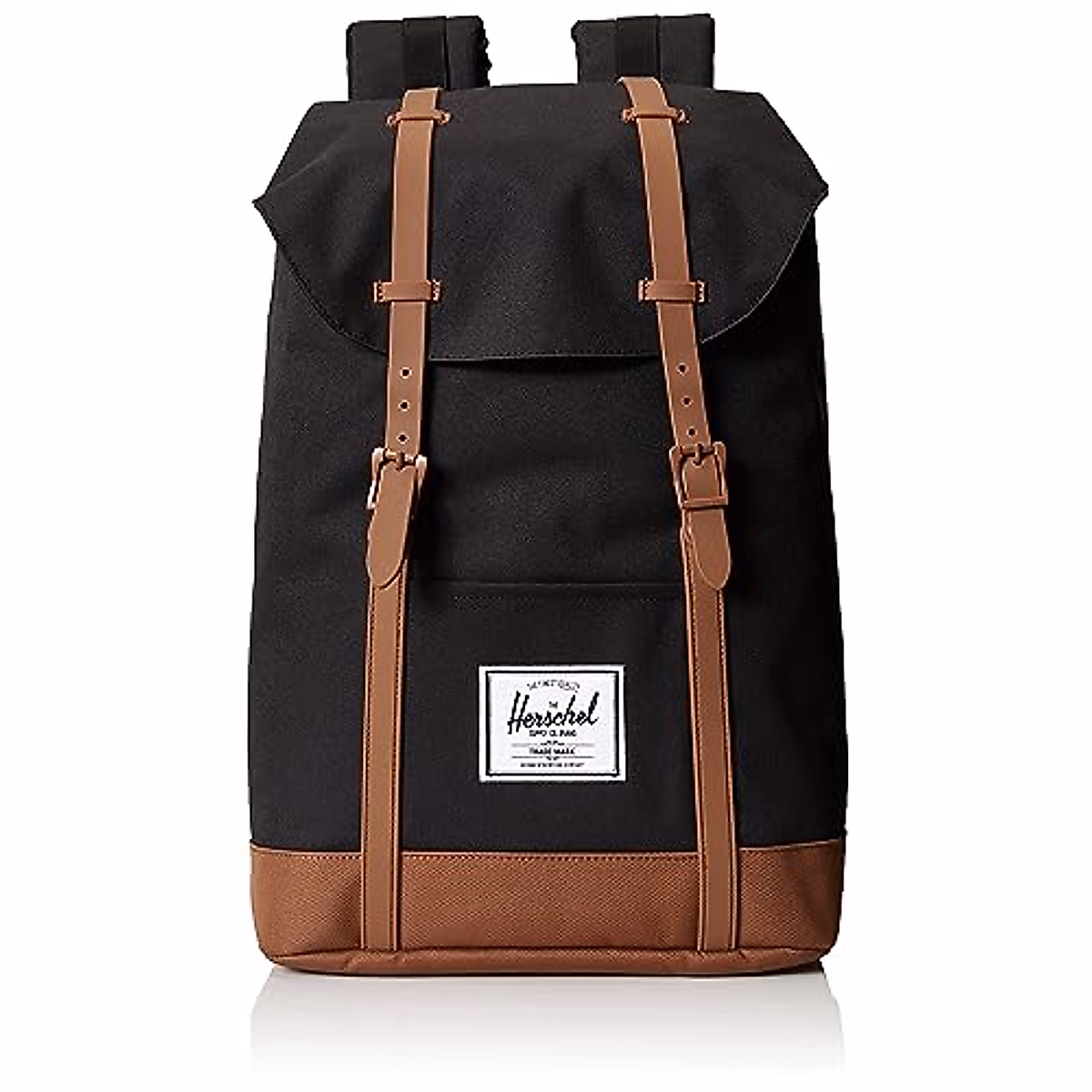 Herschel Retreat Backpack, Black/Saddle Brown, Classic 19.5L