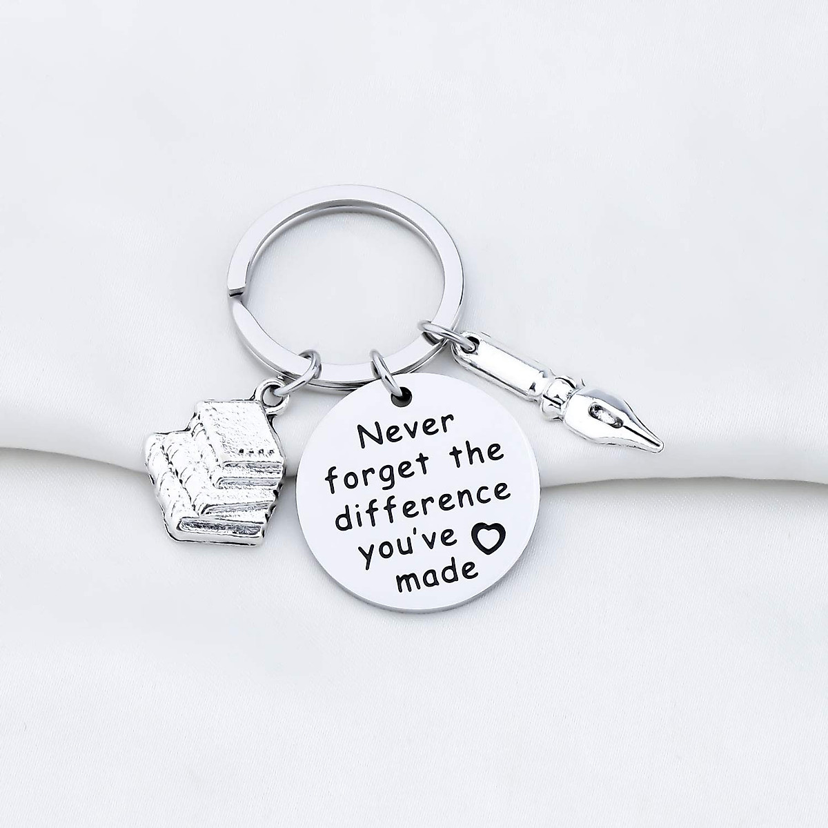 MYOSPARK Writer Keychain Author Gift Never Forget The Difference You've Made Bibliophile Gift For Editor Librarian Journalist (difference writer keychain)