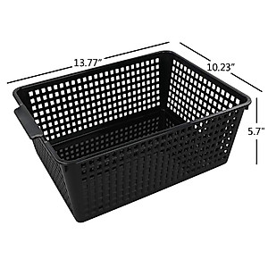 Yarebest 3-pack Plastic Storage Bins Basket For Organizing (Black)