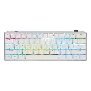 Corsair K70 PRO MINI WIRELESS RGB 60% Mechanical Gaming Keyboard - Fastest Sub-1ms Wireless, Swappable CHERRY MX Red Keyswitches, Aluminum Frame, PBT Double-Shot Keycaps - NA Layout, QWERTY - White