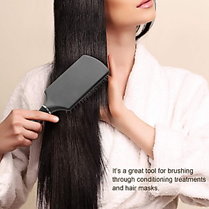 FIXBODY Paddle Brush with A Large Cushion, Smoothing Detangling Brush for Long Thick Hair, Both Wet & Dry - Black Mate