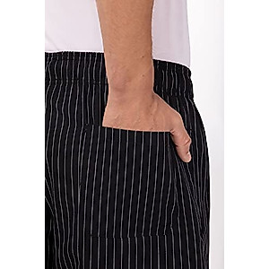Chef Works Men's Designer Baggy Chef Pants, Black W/ Wht Pinstripe, X-Large