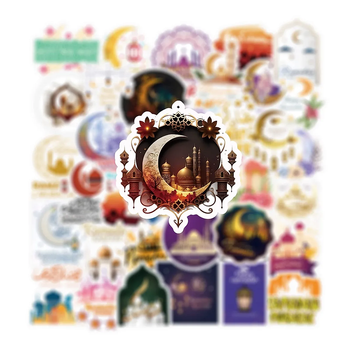 65PCS Ramadan Stickers Islamic Stickers Vinyl Waterproof Stickers for Laptop,Bumper,Skateboard,Water Bottles,Computer,Phone,Cartoon Anime Stickers for Kids Teens Adult