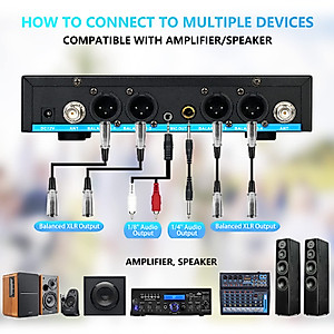ZERFUN Pro Wireless Microphone System 4 Channel, UHF Metal Cordless Handheld Mics for Church Karaoke Singing, 4x50 Adjustable Frequency(G8 Battery 4 Handheld)