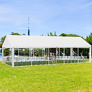 YITAHOME 16x32FT Party Tent Heavy Duty PVC Wedding Event Shelters White Upgraded Galvanized Ripple Canopy with Large Roof Removable Sidewalls & 3 Storage Bags 600D Oxford Commercial