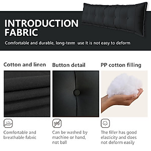 Johnear Bolster Pillow Headboard Backrest Pillow Large Daybed Cushion Lumber Back Pad Support Positioning Sofa Bed Rest Reading Pillow （Black, 76 x 3 x 20 inches）