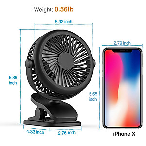 Cambond Baby Stroller Fan Clip - On Fans Battery Powered Rechargeable Baby Fan with 3 Adjustable Speed Desk Table Portable USB Small Fan for Travel Camping Fishing Boating