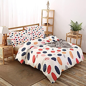 Quzepzarl Polka Dot Duvet Cover Queen Size, Colorful Circle Bedding Set 3 Pieces with Zipper Closure, Modern Art Comforter Cover Soft Microfiber 1 Duvet Cover 90" x 90" and 2 Pillow Shams