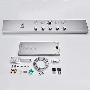 MENATT Shower Panel Tower System, SUS304 Stainless Steel 5-IN-1 Shower Column with 4 Body Massage Jets, Rainfall & Waterfall Shower, Handheld Shower, Bathtub Spout