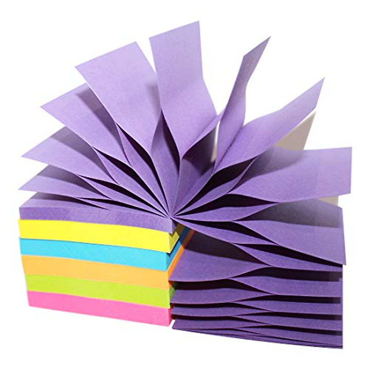 MQLH-TECH Pop Up Sticky Notes 3x3 Refills Easy Post Notes Self Stick Notes Bright Rainbow Colors Super Adhesive Pop-up Notes 6 Pads 100 Sheets/Pad Individual Package 600 Sheet Total