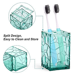 5 Piece Bathroom Accessories Set, Acrylic Bathroom Vanity Accessory Set with Toothbrush Holder Tumbler Lotion Dispenser Soap Dish Toilet Brush Set for Elegant Bathroom Decor and Gift Set (Blue)